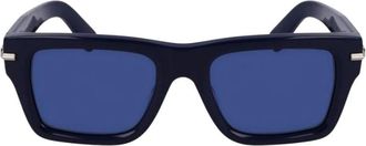 Ferragamo Lunettes de soleil rectangulaires - Homme - Accessoires - Bleu - Taille: 53 MM