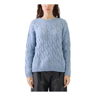 Le Tricot Perugia Geflochtener und mit Pailletten besetzter Rundhalsausschnitt-Pullover - - Knitwear - Damen - Blau - S