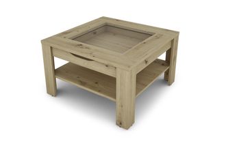 Byliving Couchtisch Ralph/moderner Sofatisch mit Glaseinlage und gro&szlig;z&uuml;giger Schublade in Artisan Eiche Optik/Beistelltisch mit viel Stauraum/B 67, H 43, T 67 