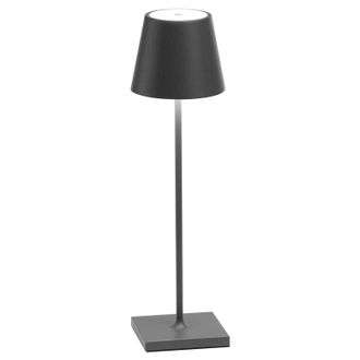 Zafferano Poldina-Wiederaufladbare LED-Tischleuchte, Dimmbar, Aluminiumgehäuse, Höhe 38 cm, Schutzart IP54, für den Außen-/ Innenbereich Geeignet, EU-Stecker-Du