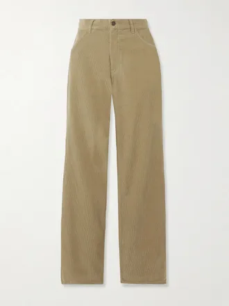 Fortela Pantalon Droit En Velours De Coton Côtelé Juniper - Vert