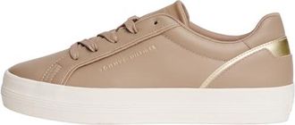 Tommy Hilfiger Baskets Vulcanis&eacute;es Femme Foxing en Cuir, Beige (Coastal Taupe), 39
