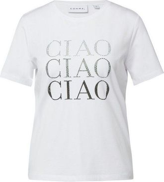 Comma Kurzarmshirt T-Shirt Jersey-T-Shirt mit Strasssteinchen