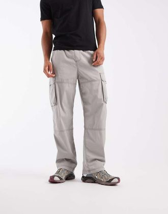 Hollister Pantalon cargo baggy - Gris clair