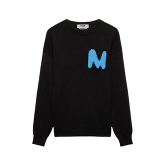 Msgm Maglione in misto cachemire con patch TheMwave - - Knitwear - Herren - Schwarzk - XL