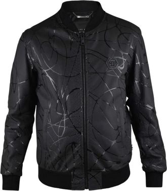 Philipp Plein Homme, Vestes, Noir, Taille: L Blouson aviateur en cuir effet python