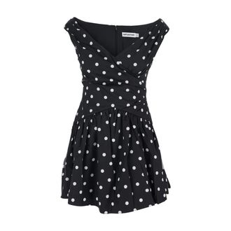 Self Portrait Femme, Robes, Noir, Taille: 34 FR Robe Mini en Coton &agrave; Pois