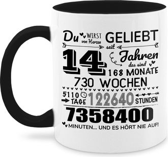 Shirtracer Tasse Tassen 325ml - 14 Jahre - Du wirst von Herzen geliebt | 14. Geburtstag | 14 Jahre Geburtstagsgeschenke | 14ter Geburtstagsgeschenke f&uuml;r Jungen u