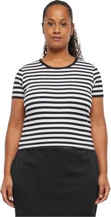 Urban Classics Femme Tb6825-ladies Short Striped Tee T-Shirt, Blanc/Noir, XL EU
