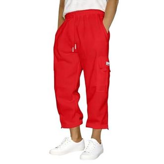Generic Pantalon cargo 7/8 Baggy pour homme - Pantalon de jogging - Pantalon de sport avec poches lat&eacute;rales - Jambe large - Pantalon de randonn&eacute;e - Pantalon d