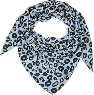 styleBREAKER &Eacute;charpe triangle en mousseline pour femmes avec motif l&eacute;opard, l&eacute;ger et doux en coton, parfait pour le printemps et l&eacute;t&eacute;, fabriqu&eacute; en Italie, Bleu cla