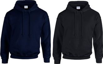 Gildan Herren Kapuzenpullover Adult 50/50. Hooded Sweat/18500, Einfarbig (4XL, 1x Navy + 1x Schwarz + 1x HL Kauf Notizblock)