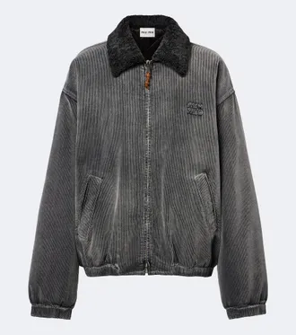 Miu Miu Veste bomber en velours c&ocirc;tel&eacute; de coton