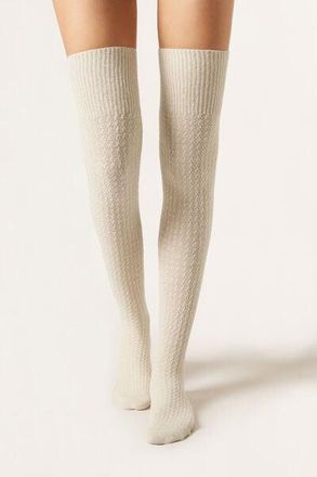 Calzedonia Longuette-str&uuml;mpfe Mit Kaschmir Wei&szlig;