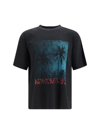 Balenciaga Mens T-Shirt Graphic Print Black Cotton T-Shirts And Polos
