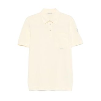 Moncler Piqu&eacute;-Polohemd mit Lederlogo - - Tops - Damen - Gelb - L