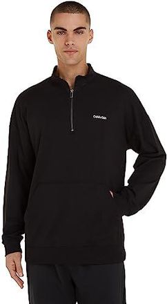 Calvin Klein Sweat-Shirt dInt&eacute;rieur Homme Col Chemin&eacute;e Zipp&eacute;, Noir (Black), XL