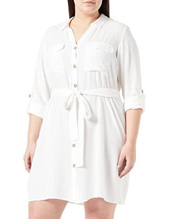 Vero Moda CURVE Robe Chemise Vmbumpy L/S WVN Curve Noos, Blanche-Neige, 46 Grande Taille Femme