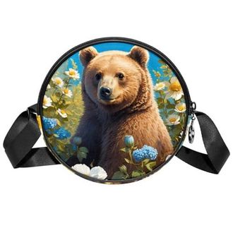 Generic Sac &agrave; bandouli&egrave;re rond pour femme, petit sac &agrave; bandouli&egrave;re avec fermeture &eacute;clair et bretelles r&eacute;glables style d&eacute;contract&eacute; pour femmes et filles