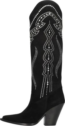 Elena Iachi Bottes Cowboy en Daim Peggy - Femme - Chaussures - Noir - Taille: 37 1/2 EU