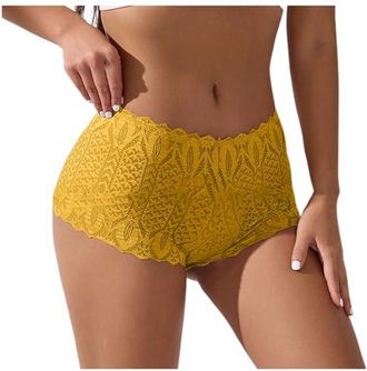 Generic Culotte pour Femme sans Couture, de Bikini en Dentelle, Taille Moyenne, rehausseur de Fesses, découpe en Forme de Feuille, sous-vêtement Respirant Gra