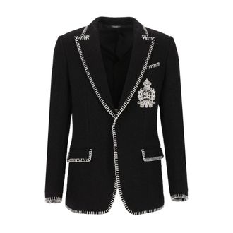 Dolce & Gabbana Tweed-Sakko mit Stickerei - - Suits - Herren - Schwarzk - XL