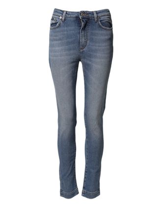 Dolce & Gabbana Womens Blue Washed Cotton Skinny Jeans