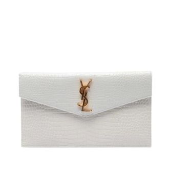 Saint Laurent Sac &agrave; main en cuir gaufr&eacute; pr&eacute;-aim&eacute; - Femme - Pre-owned - Blanc - Taille: ONE Size