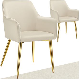 TecTake 2er Set Stuhl, Esszimmerstühle, ergonomischer Samt Stuhl Sessel, Möbel für Wohnzimmer, Armlehnstuhl für Esstisch, als Küchenstuhl, Essstühle skandinav