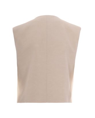 P.A.R.O.S.H. Womens Gilet Lino Crema Sand Viscose Linen Waistcoats & Gilets