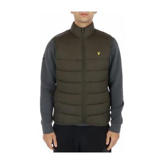 Lyle & Scott Gr&uuml;nes Muster &Auml;rmellose Rei&szlig;verschluss Gilet - - Jackets - Herren - Gr&uuml;n - S