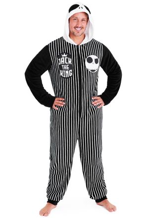 Disney Nightmare Before Christmas Herren Lang Onesie Pyjama, Geschenke für ihn (Schwarz/Weiß, L)