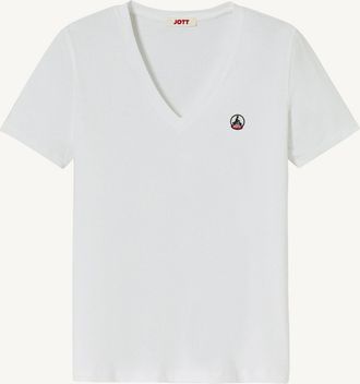 Jott T-shirt uni col V en coton biologique Blanc Cancun 2.0 - Taille S