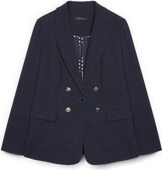 Fiorella Rubino Femme, Vestes, Bleu, Taille: 48 FR Blazer effet crois&eacute; en tissu stretch