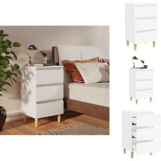 vidaXL Nachttisch mit Massivholz-Beinen Wei&szlig; 40x35x69 cm - Nachttisch - Beistelltisch - Wohnzimmer Dekoration - Skandinavisches Design - Wei&szlig;er Nachttisch