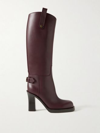 Burberry Bottes En Cuir À Boucles - Bordeaux