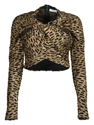 Paco Rabanne Langarmshirt mit Animal-Print - Braun