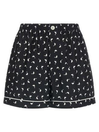 Moschino Silk Twill with Oche Print Bermuda Shorts - Black