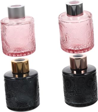 Lurrose Gepr&auml;gte Duftflaschen Aus Glas 4 St&uuml;ck Kompakte Aromaflaschen F&uuml;r &Auml;therische &Ouml;le Nachf&uuml;llbar Dekorativer Raumspray Beh&auml;lter F&uuml;r Zuhause Und Schlafzimm