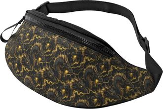 Generic H&uuml;fttaschen Atmungsaktiv H&uuml;fttasche Goldener Lichtdrachen-Druck Stylisch Lauftasche F&uuml;r Damen Fahrrad Running 14X35Cm