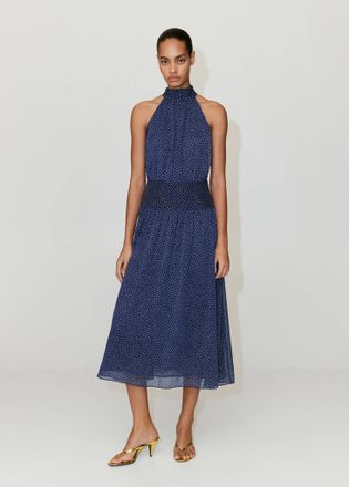 Mango Robe imprim&eacute;e &agrave; emmanchures am&eacute;ricaines bleu - Femme - XS - MANGO