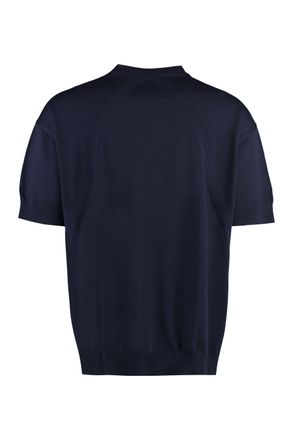 Jil Sander Mens Short-Sleeve Wool Sweater Dark Blue Sweatshirts