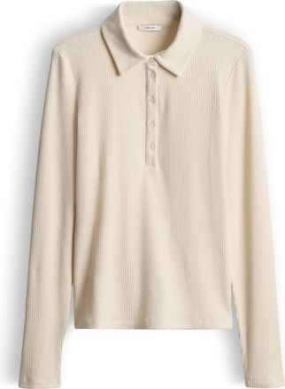 OPUS Damen Langarmshirt | SULONA Slim Poloshirt mit Rippenstruktur Soft Cream, 40