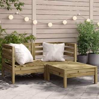 vidaXL Canap&eacute; de jardin 2 places avec repose-pieds bois pin impr&eacute;gn&eacute; vidaXL