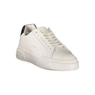 Calvin Klein Leather with Contrasting Black Heel Sneaker - White