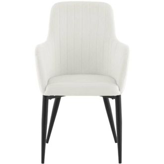 ebuy24 Comfort Esszimmerstuhl mit Armlehne Samt wei&szlig;