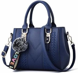 Generic Sac &agrave; main en cuir avec broderie pour femme, noir fonc&eacute;, Taille unique