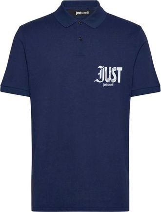 Just Cavalli Homme, Tops, Bleu, Taille: 2XL Polo en coton avec logo