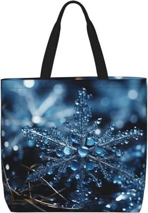 Generic Flocon De Neige Bleu Sac Fourre Tout L&eacute;ger Sacs De Courses D&eacute;contract&eacute; Sac Courses Pour Quotidienne Gym Voyage