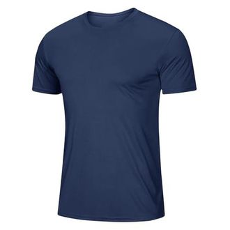 Generic Chemise &agrave; manches courtes extensible et l&eacute;g&egrave;re pour homme - Uni - Classique - Respirant - Col rond - Pour l&eacute;t&eacute;, la plage, la gym et lext&eacute;rieur, 01 Ble